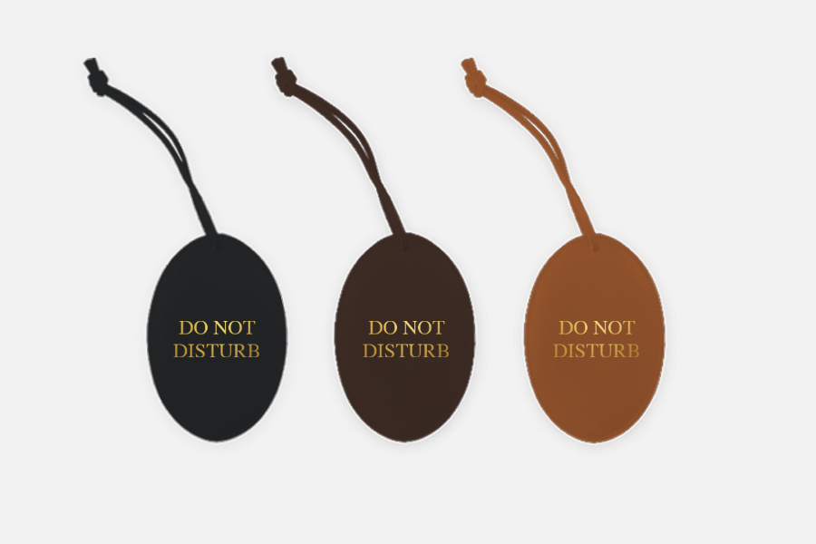 Leather oval hotel room signs - Hotel Gift Selection