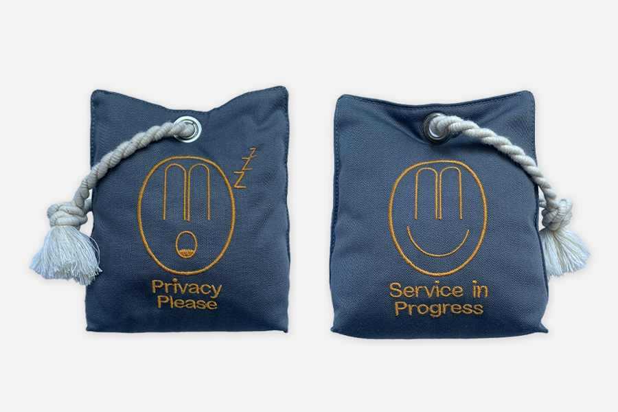 Embroidered do not disturb sign in linen - Hotel Gift Selection